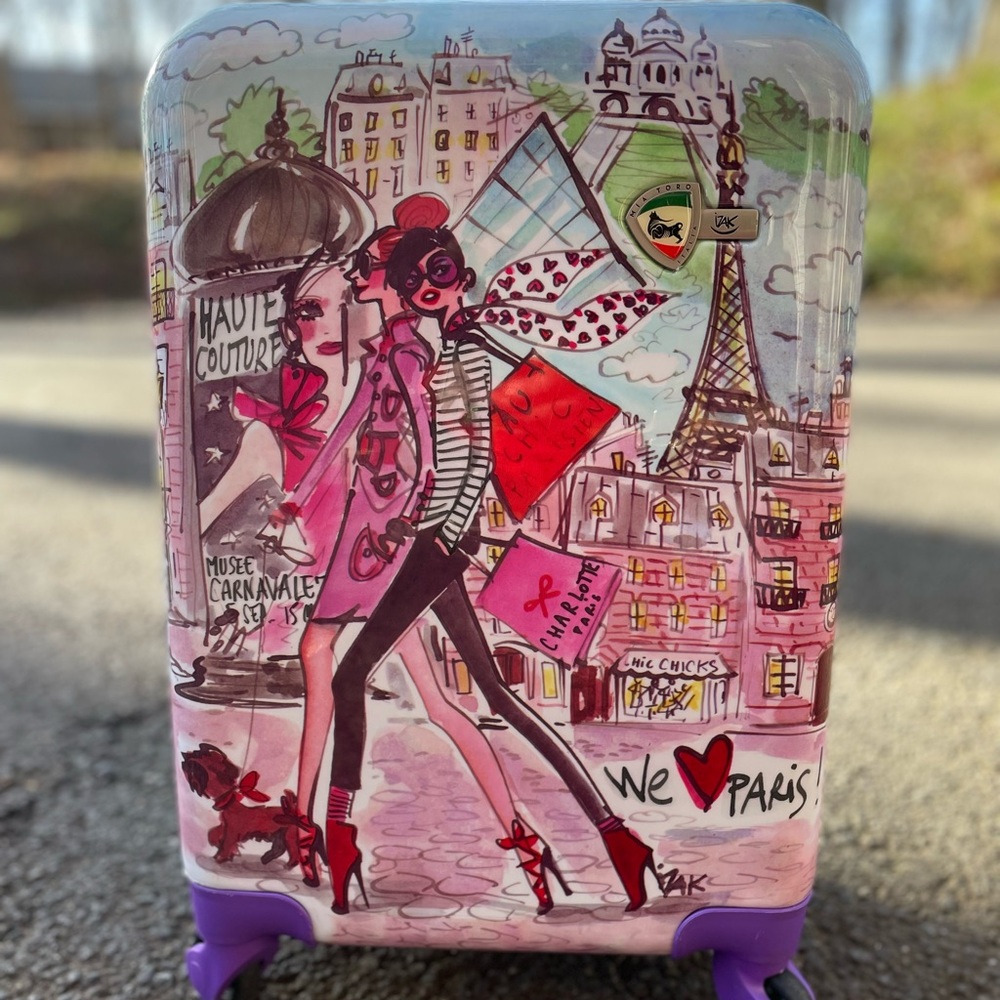 Small Paris Theme Wheeled Suitcase - Gem